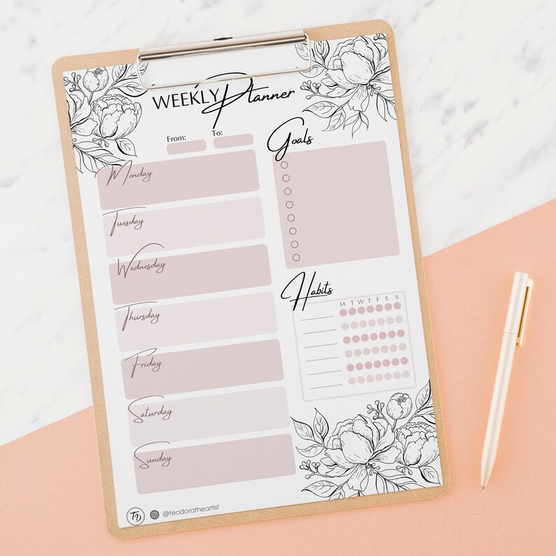 Printable Weekly Planner Pages Aesthetic Planner Inserts | Etsy