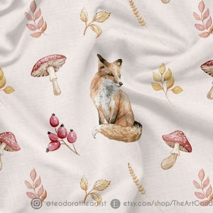 Forest Digital Paper Watercolor Art Woodland Animals Seamless Pattern ...