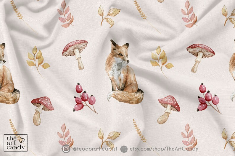 Forest Digital Paper Watercolor Art Woodland Animals Seamless Pattern ...