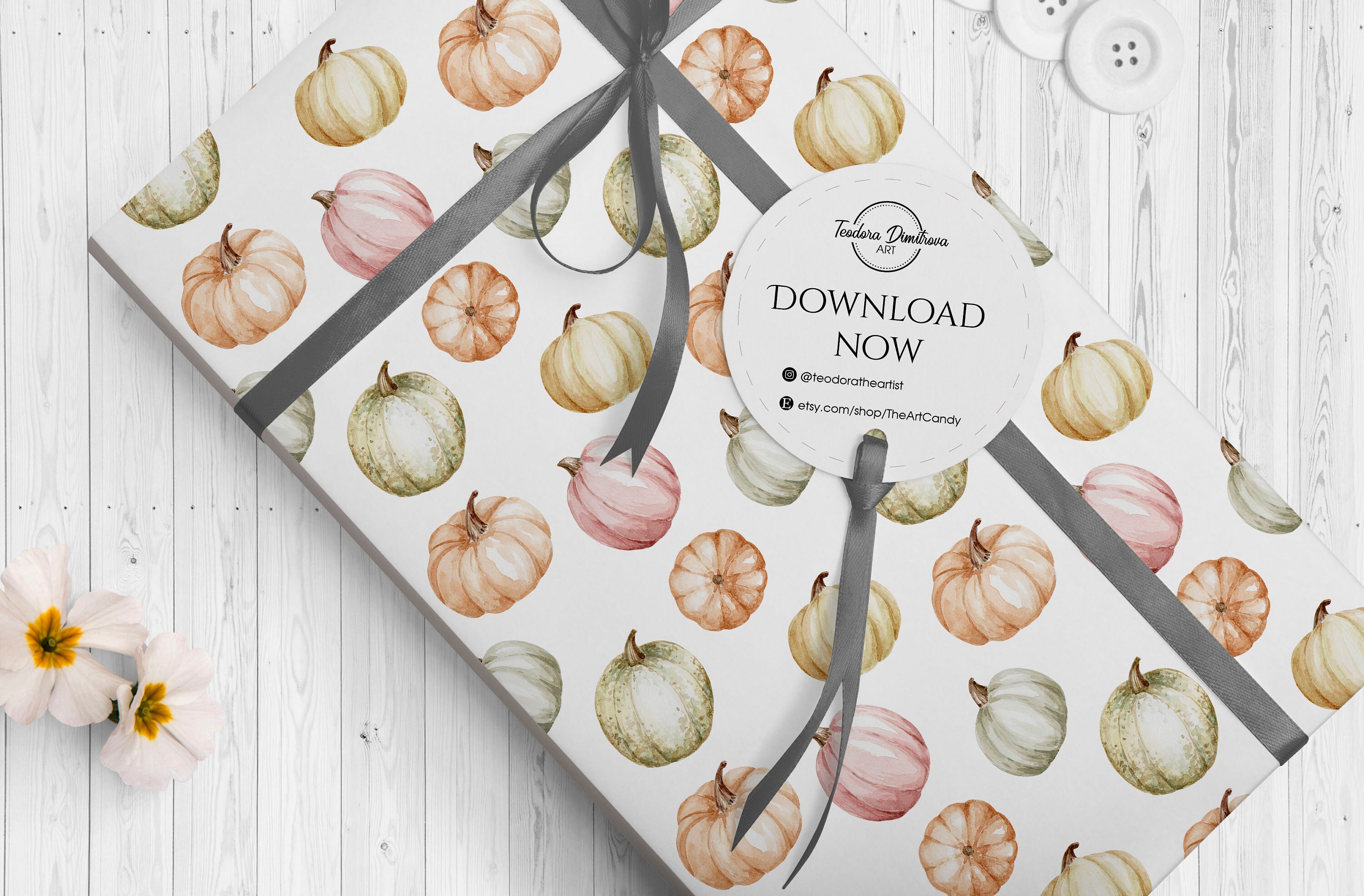 Pumpkin Digital Paper Watercolor Art Pumpkins Seamless Pattern Digital ...