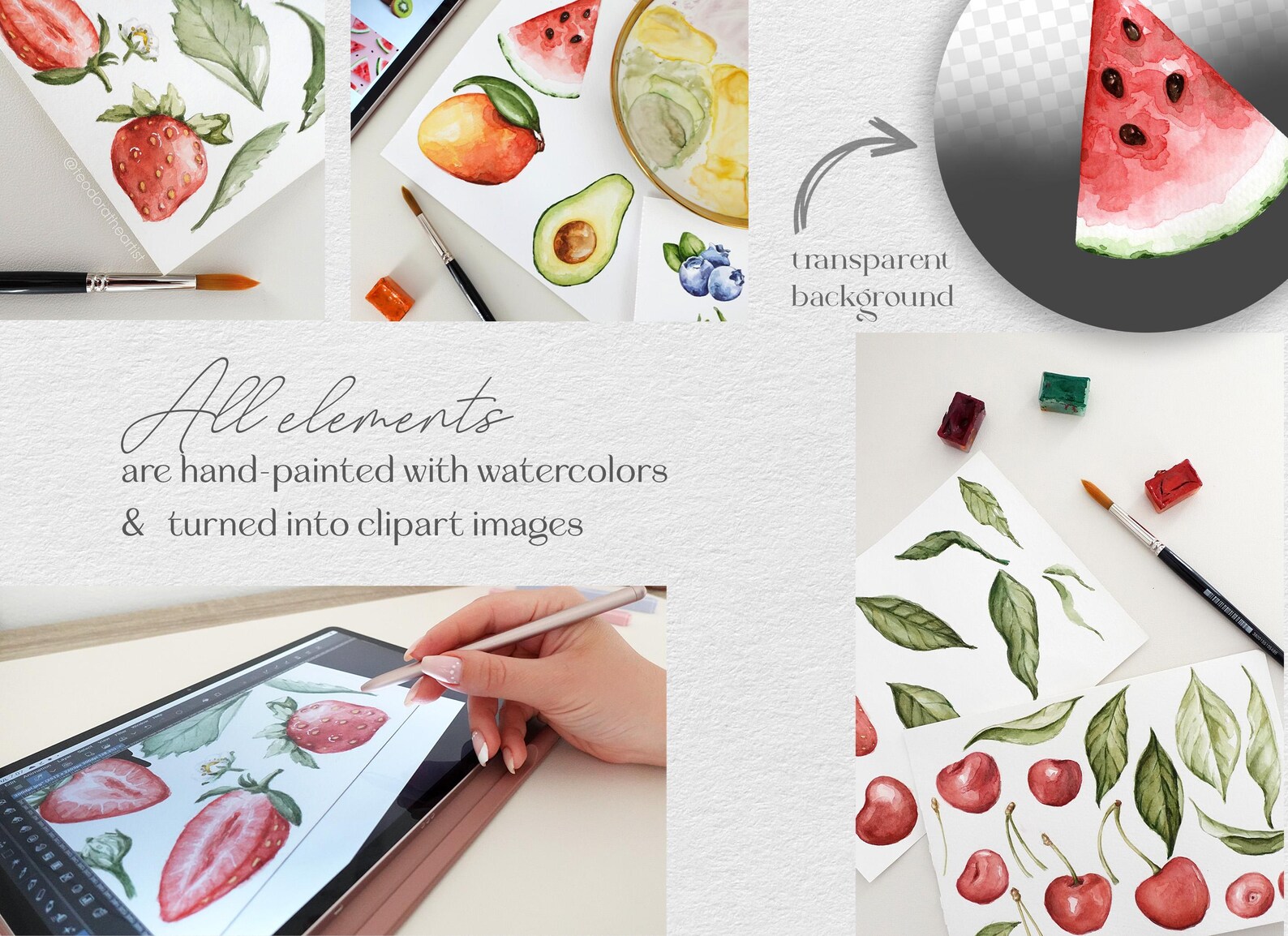 Watercolor Summer Fruits Clipart PNG | Hand Painted Watercolor Fruits ...