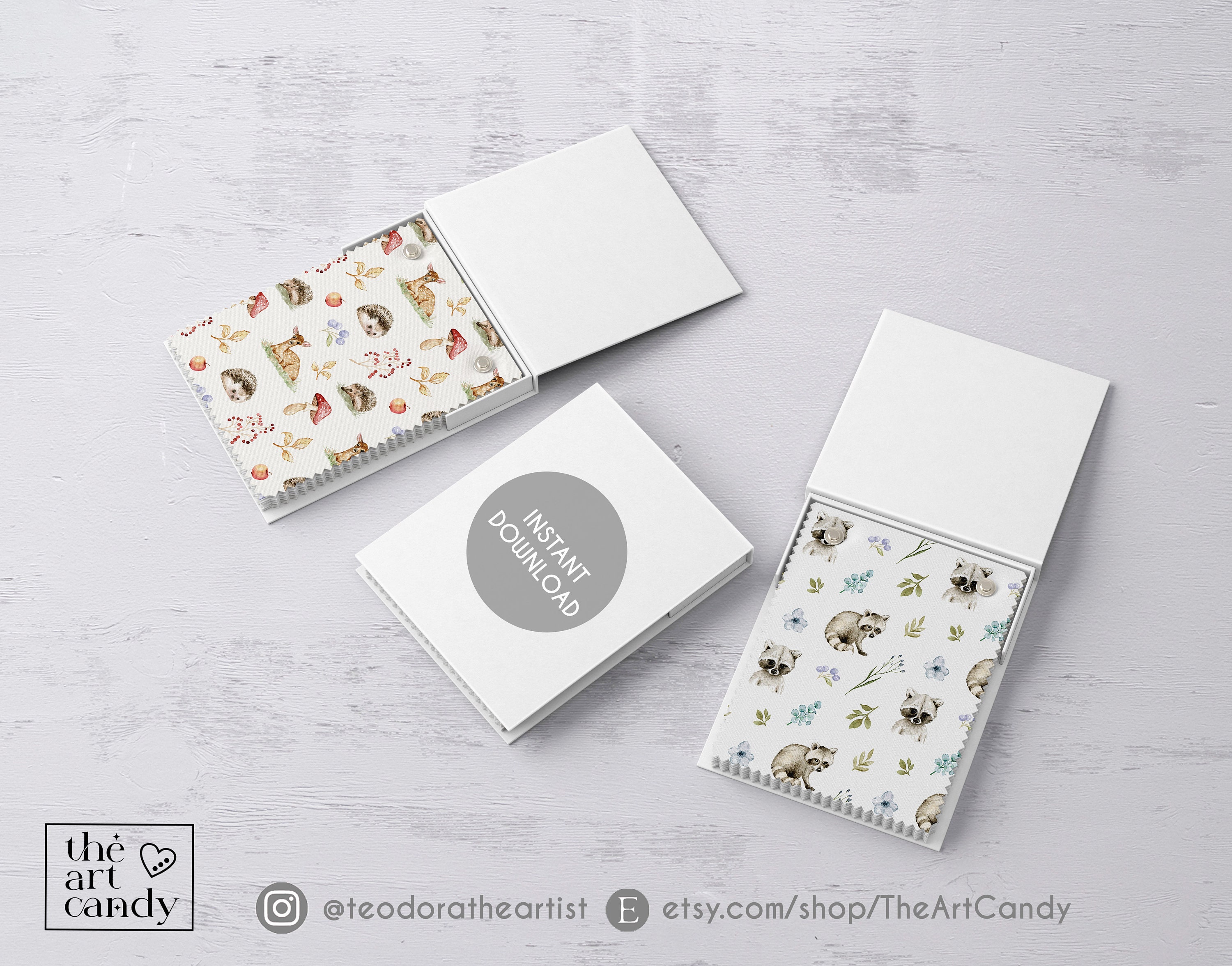 Woodland Animals Digital Paper Watercolor Art Forest Seamless Pattern ...