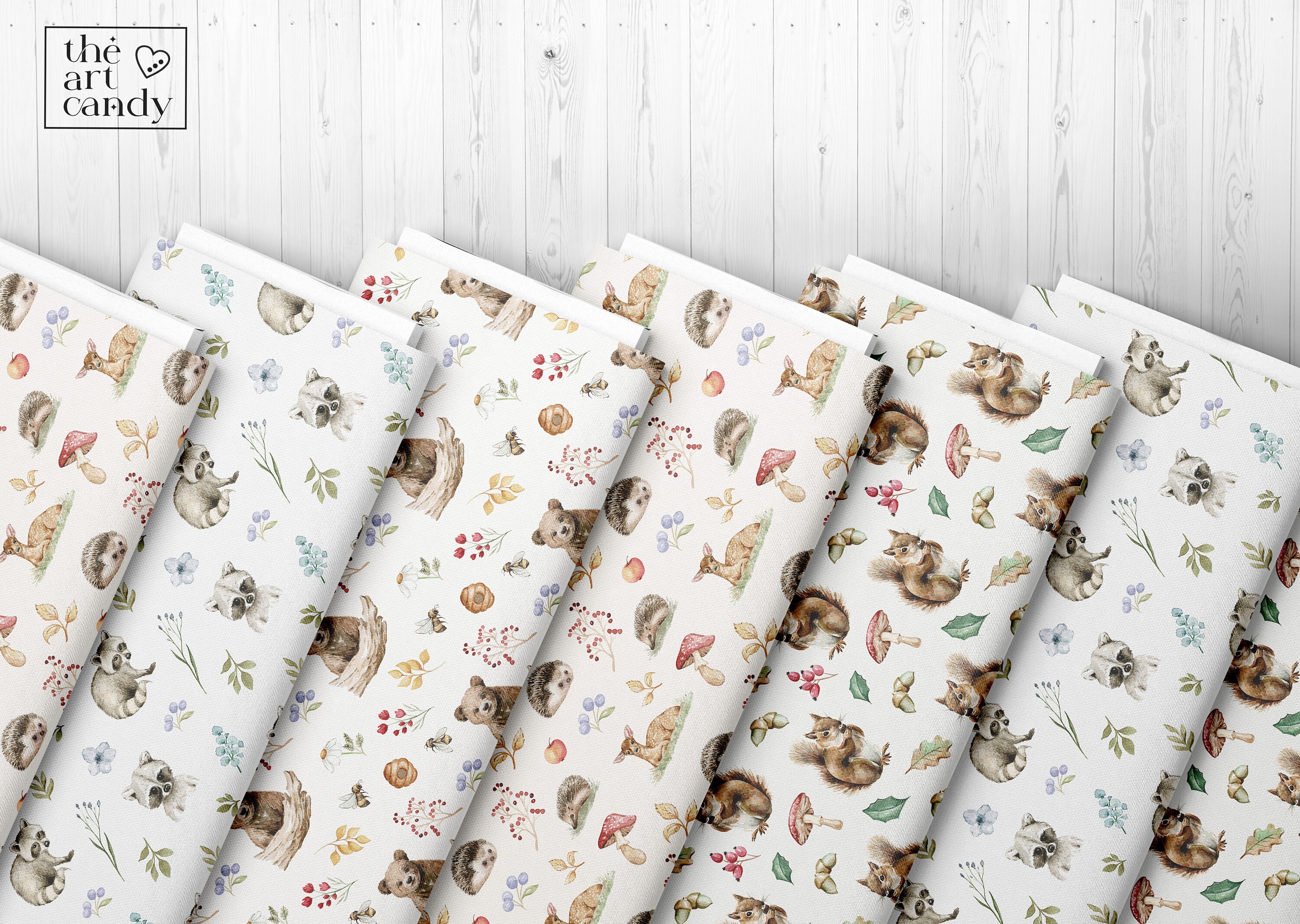 Woodland Animals Digital Paper Watercolor Art Forest Seamless Pattern ...