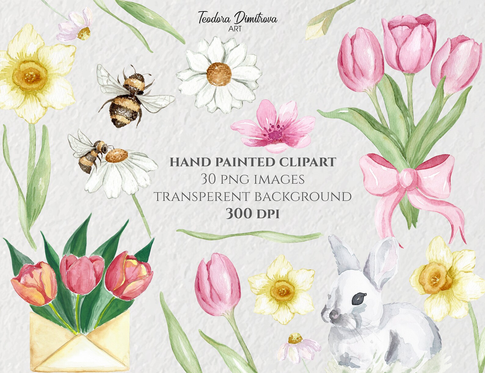 Watercolor Spring Garden Flowers Clipart PNG | Hand Painted Clipart ...