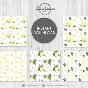 Watercolor Lemon Digital Paper Lemons Seamless Pattern - Etsy