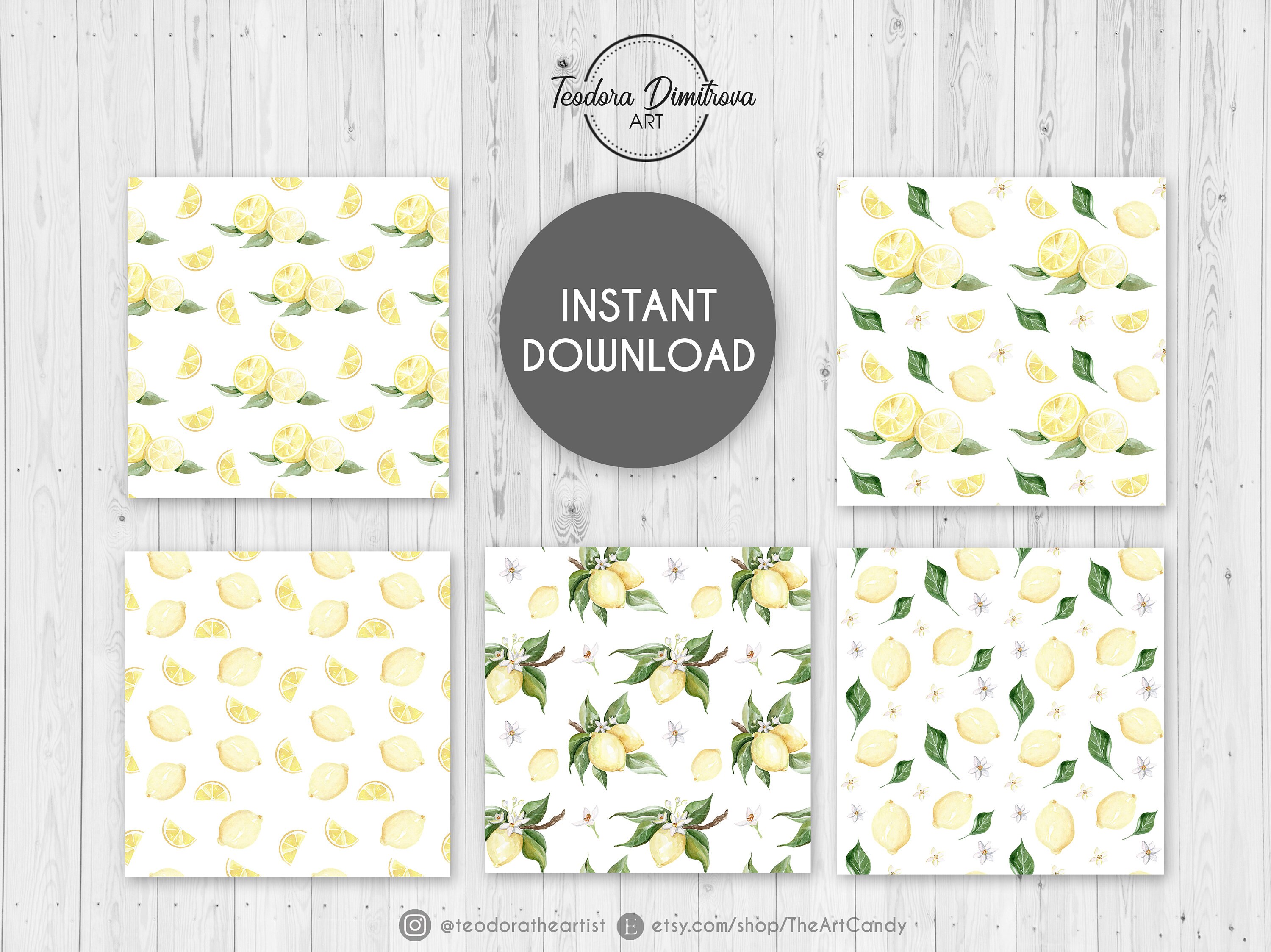 Watercolor Lemon Digital Paper Lemons Seamless Pattern - Etsy