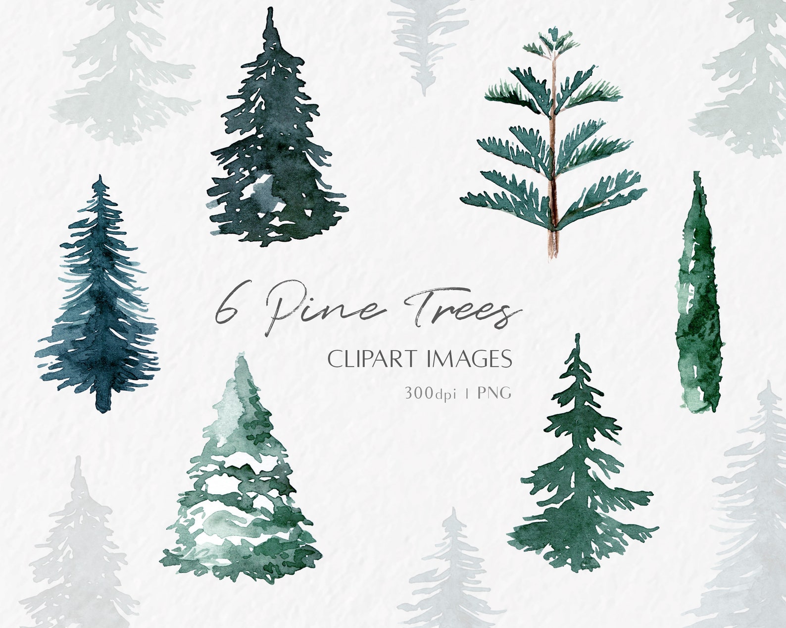 Winter Trees Watercolor Clipart | Christmas Clipart PNG | PINE TREES ...