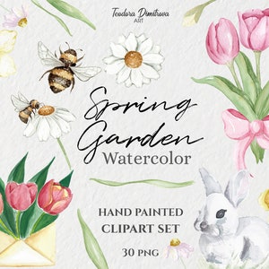 Watercolor Spring Garden Flowers Clipart PNG | Hand Painted Clipart ...