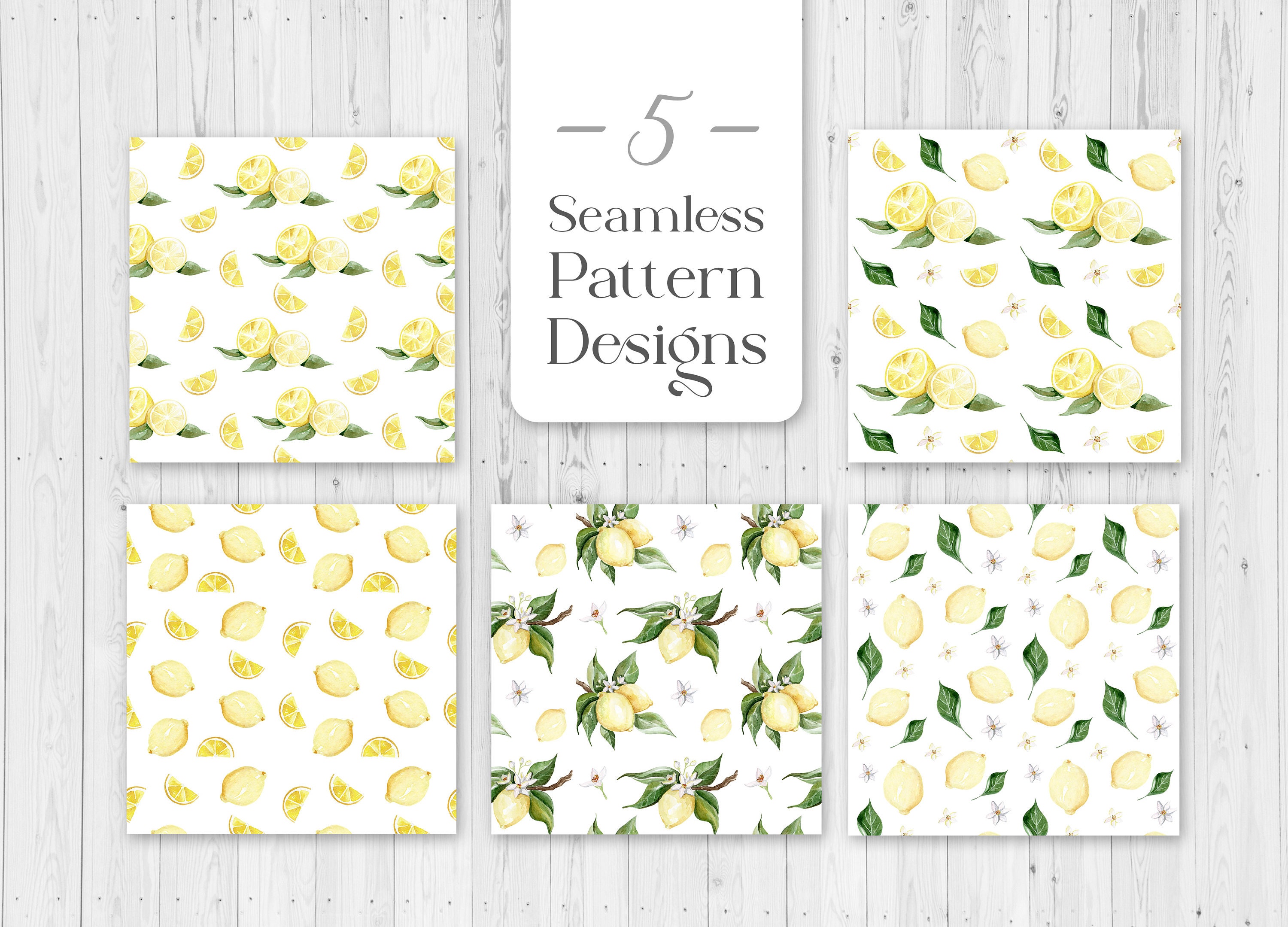 Watercolor Lemon Digital Paper Lemons Seamless Pattern Digital Download ...