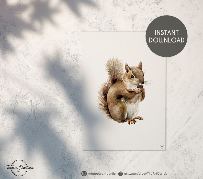Watercolor Squirrel Clipart | Hand Painted Forest Animal Illustration ...