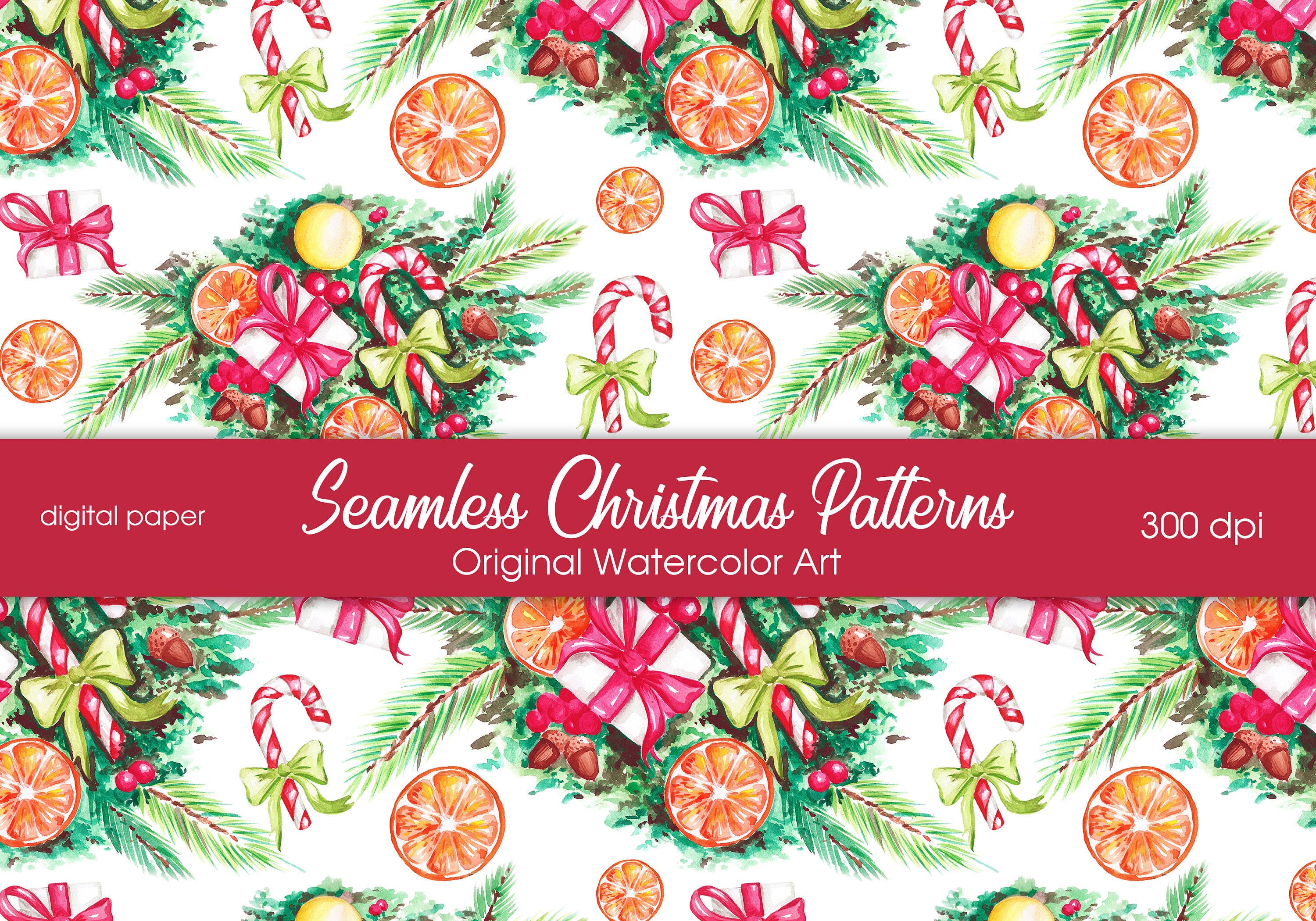 Hand Painted Clipart Bundle Watercolor Christmas Clipart Bundle ...