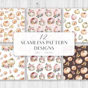 Pumpkin Digital Paper Watercolor Art | Pumpkins Seamless Pattern ...