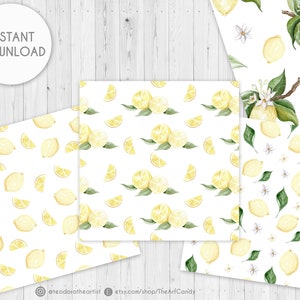 Watercolor Lemon Digital Paper Lemons Seamless Pattern - Etsy