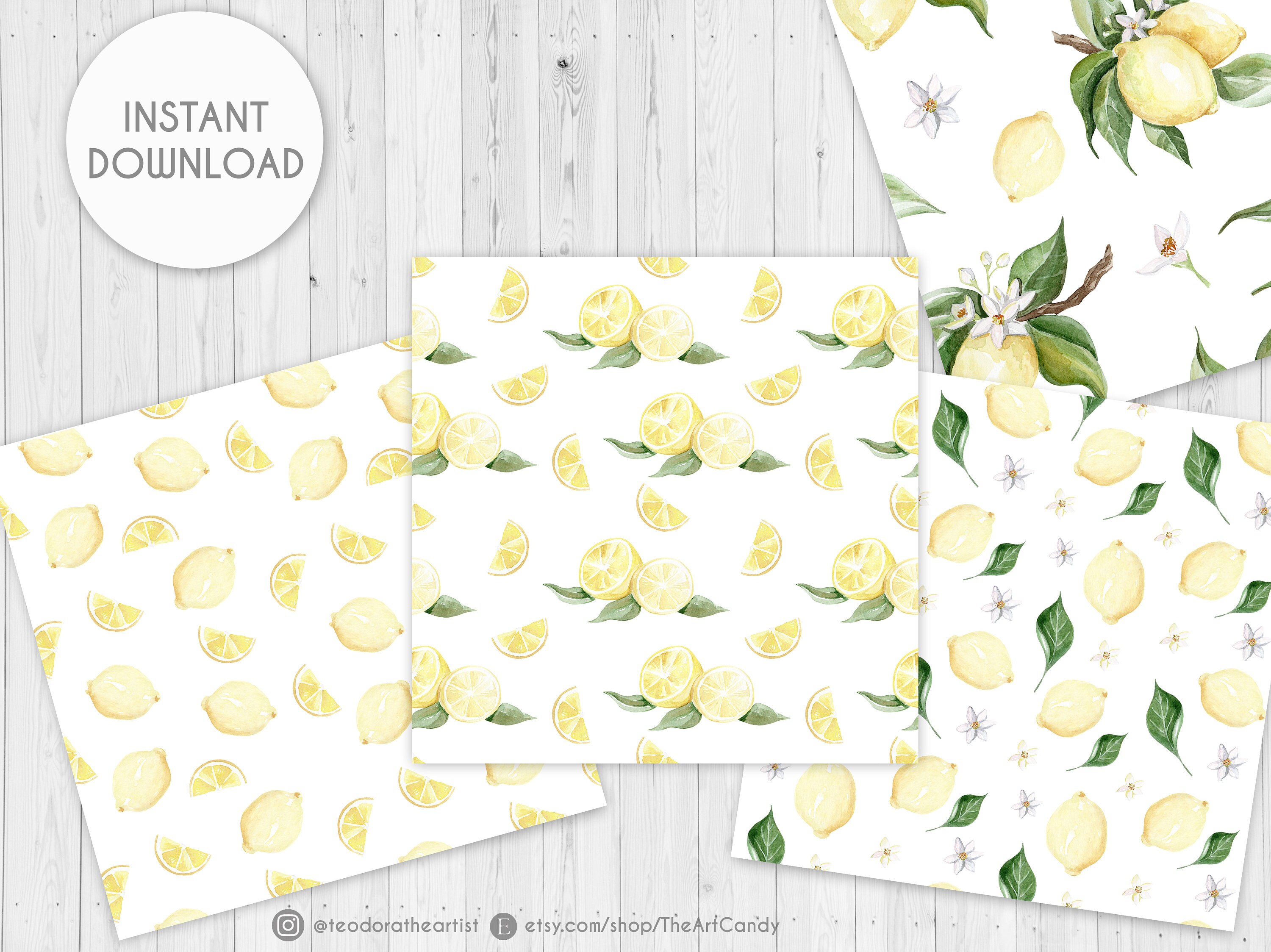 Watercolor Lemon Digital Paper Lemons Seamless Pattern - Etsy
