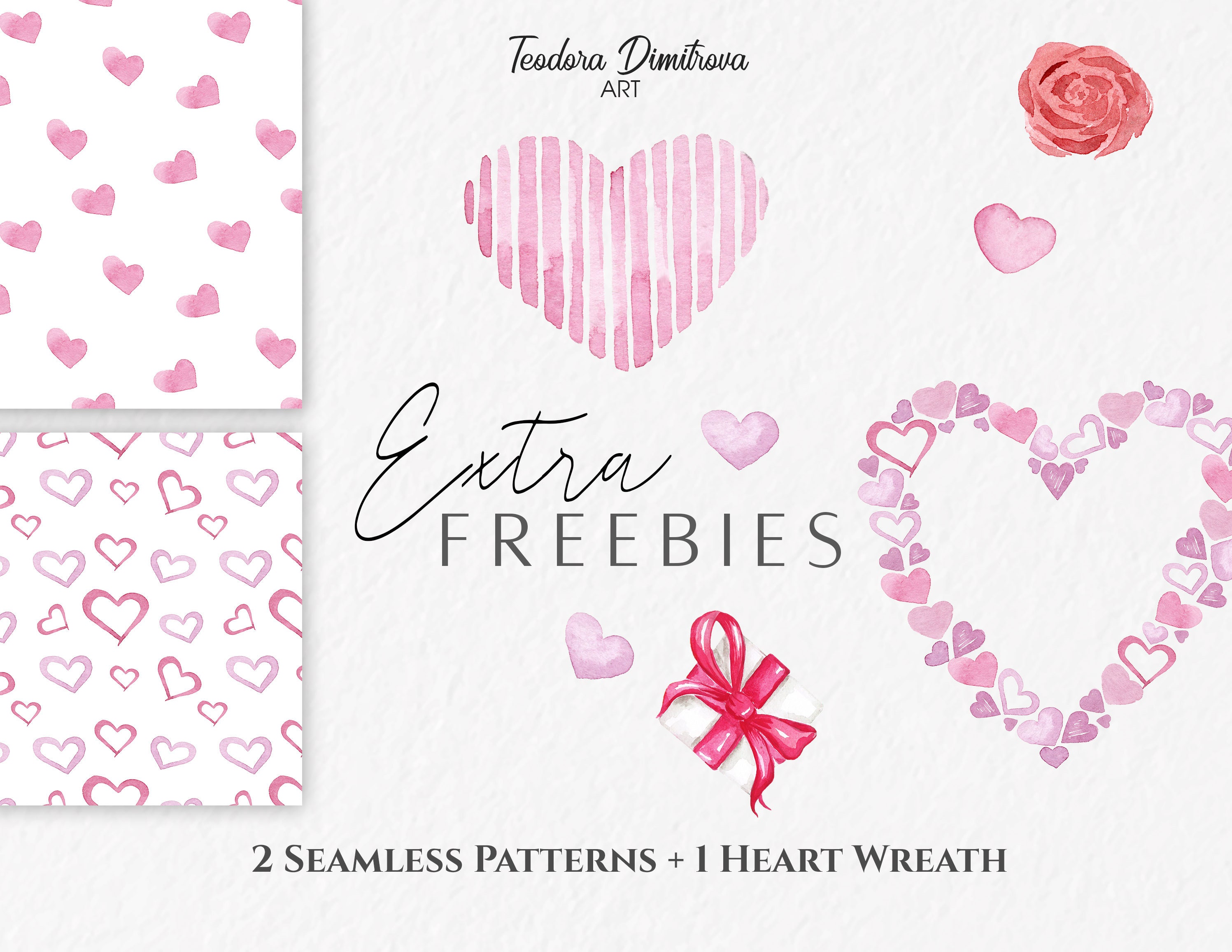 Watercolor Valentine's Day Clipart Bundle Cute Hand - Etsy