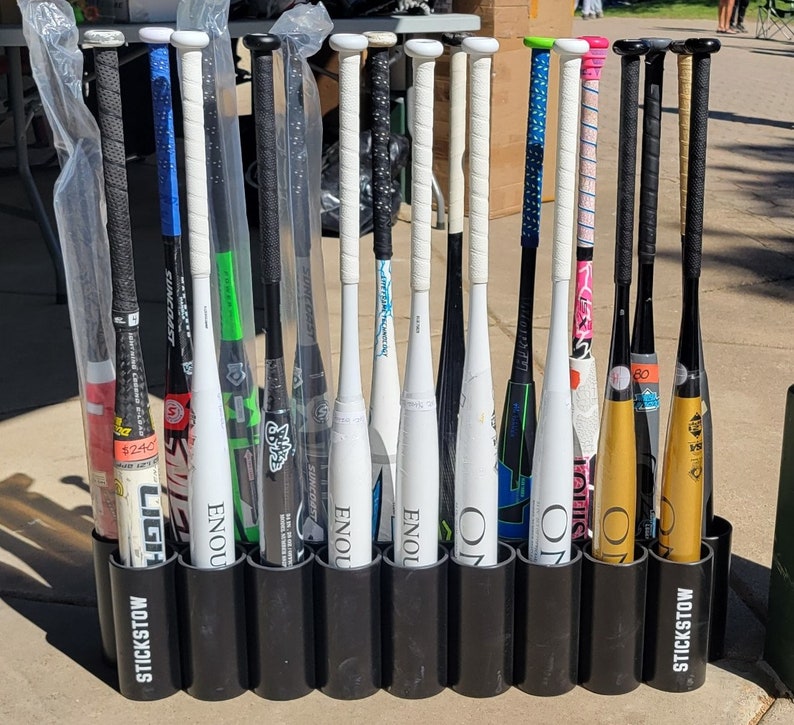 Baseball Softball Bat Dugout Holder Organizing Rack. Free Standing Stow ...