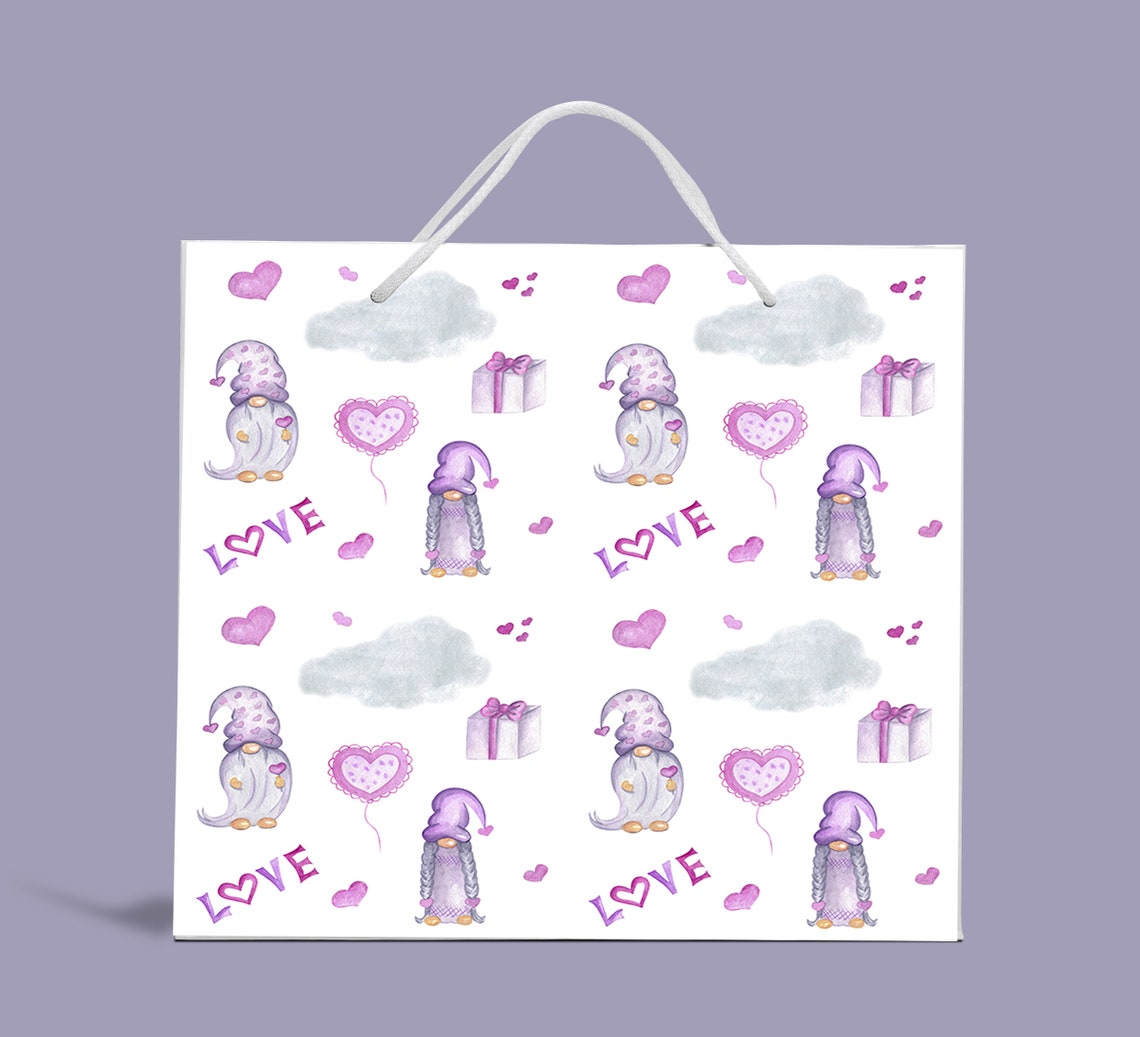 Valentine Gnome Digital Paper Watercolor Gnome Digital Paper - Etsy