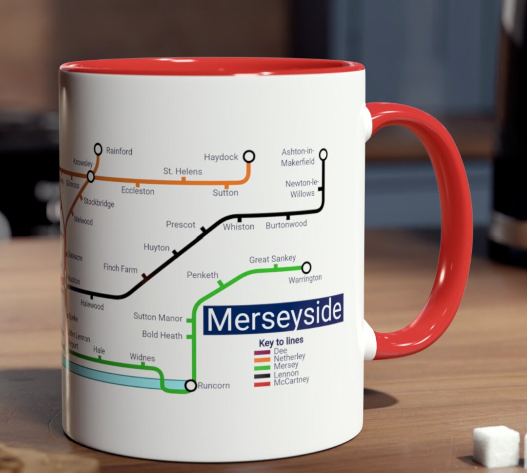 Merseyside Metro Tasse mit einer Reise durch die bekannten Städte und ...