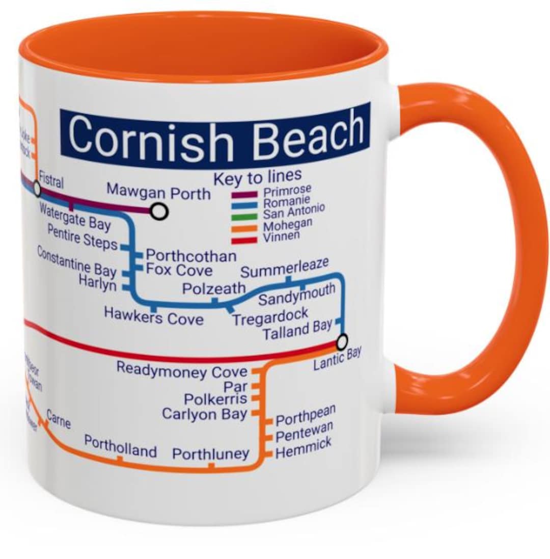 Cornwall Beach Metro Map Mug: Coastal Lover Gift - Etsy