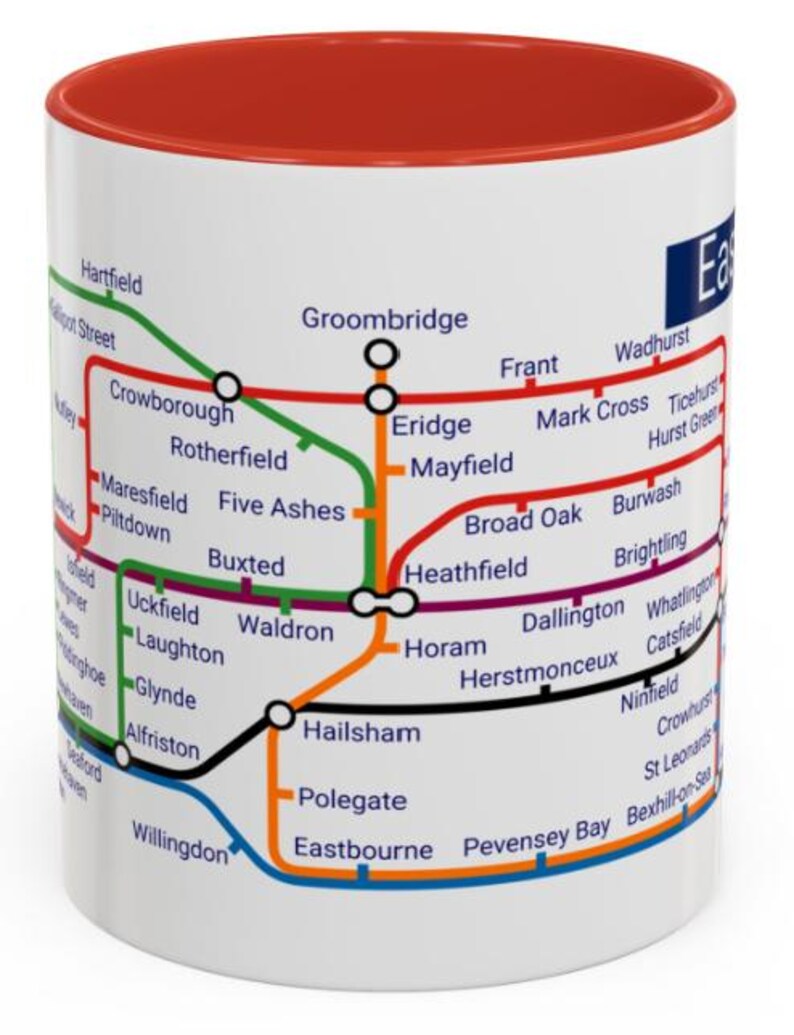 East Sussex Metro Map Mug - Brighton, Hastings, Lewes - Etsy UK