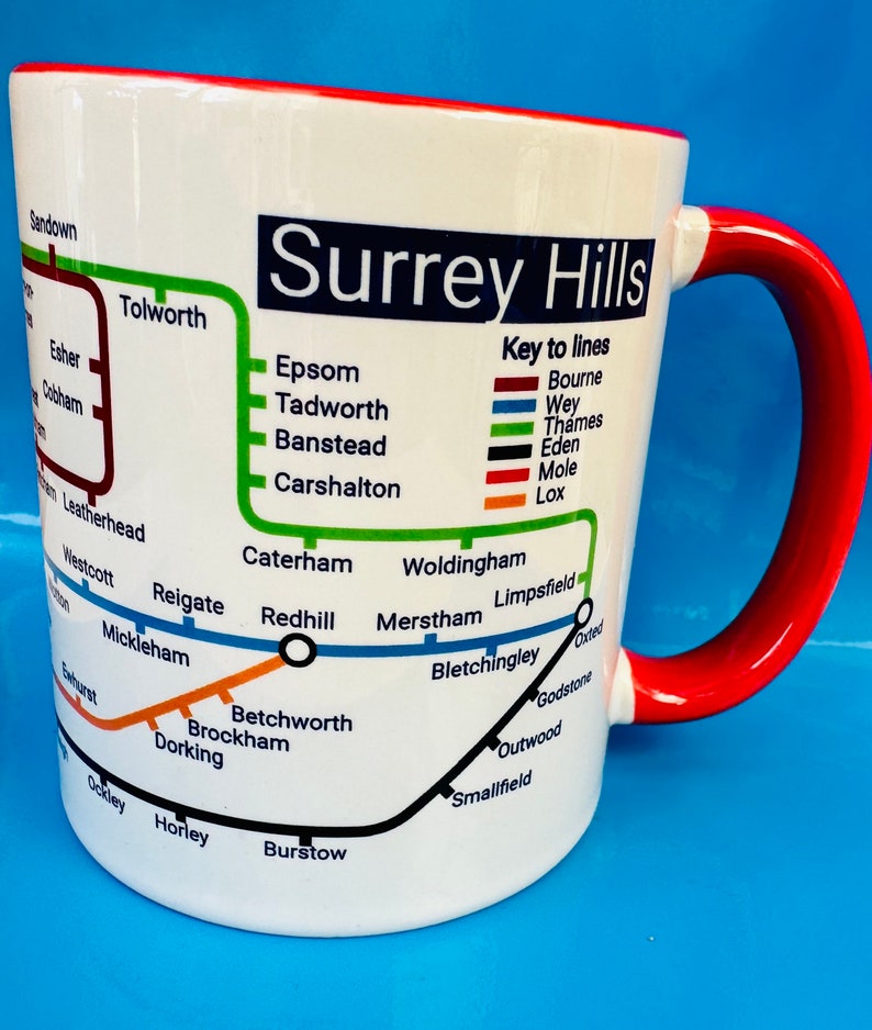 Surrey Hills Metro Map Mug - Colorful Ceramic Coffee Cup - Etsy
