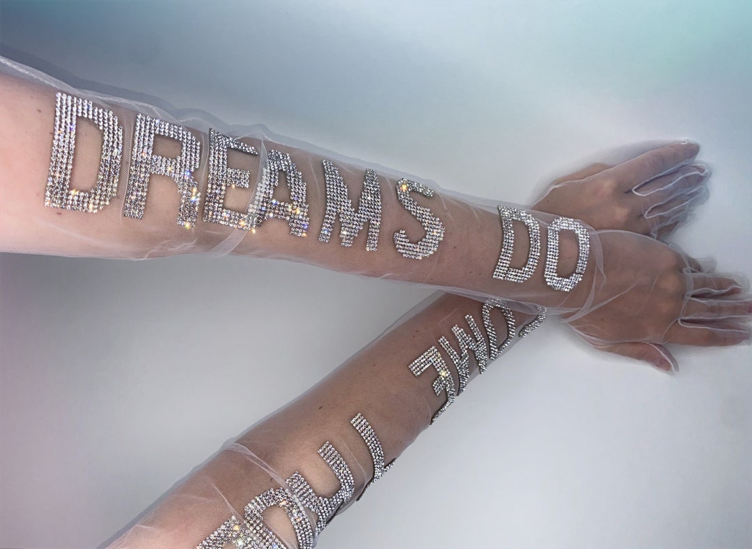 Sheer Opera Gloves Embellished With Crystals Special Event Gloves ...