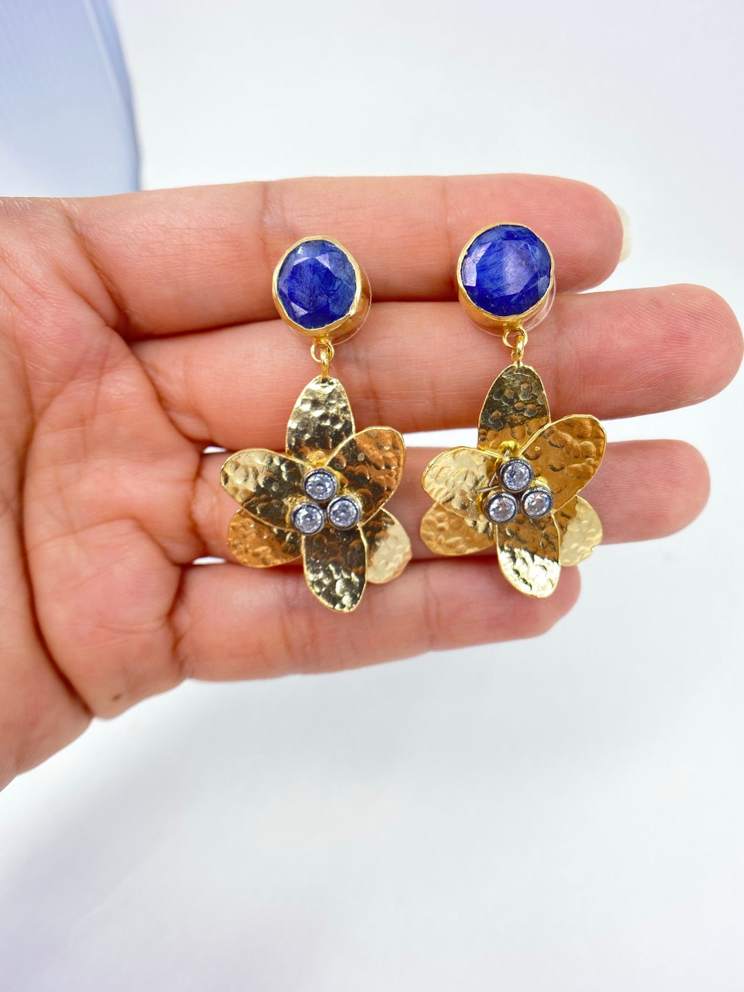 Handmade Custom Earrings / Colored Stone Dangle Earrings / - Etsy