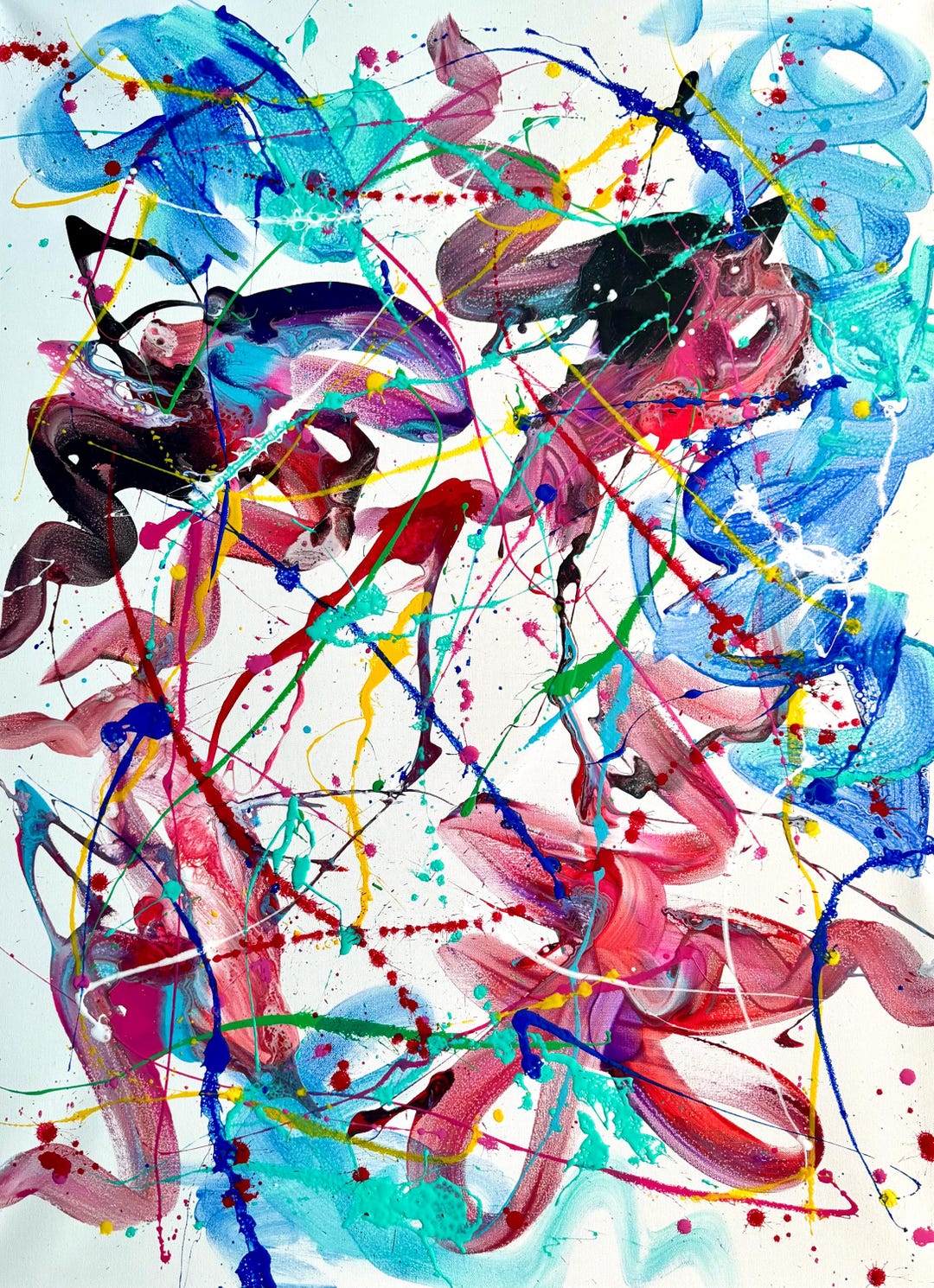 Large Modern Abstract Expressionism Painting. Splatter Art. Drip Art ...