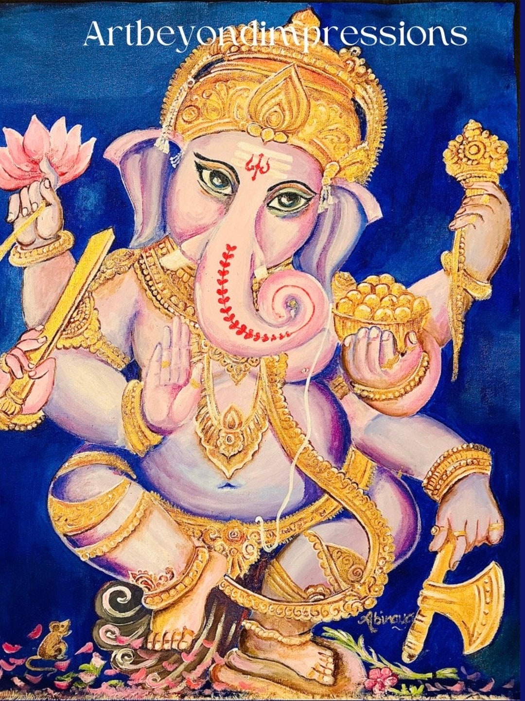 Lord Ganesha Painting Original, Ganapathy Painting,handmade Original ...