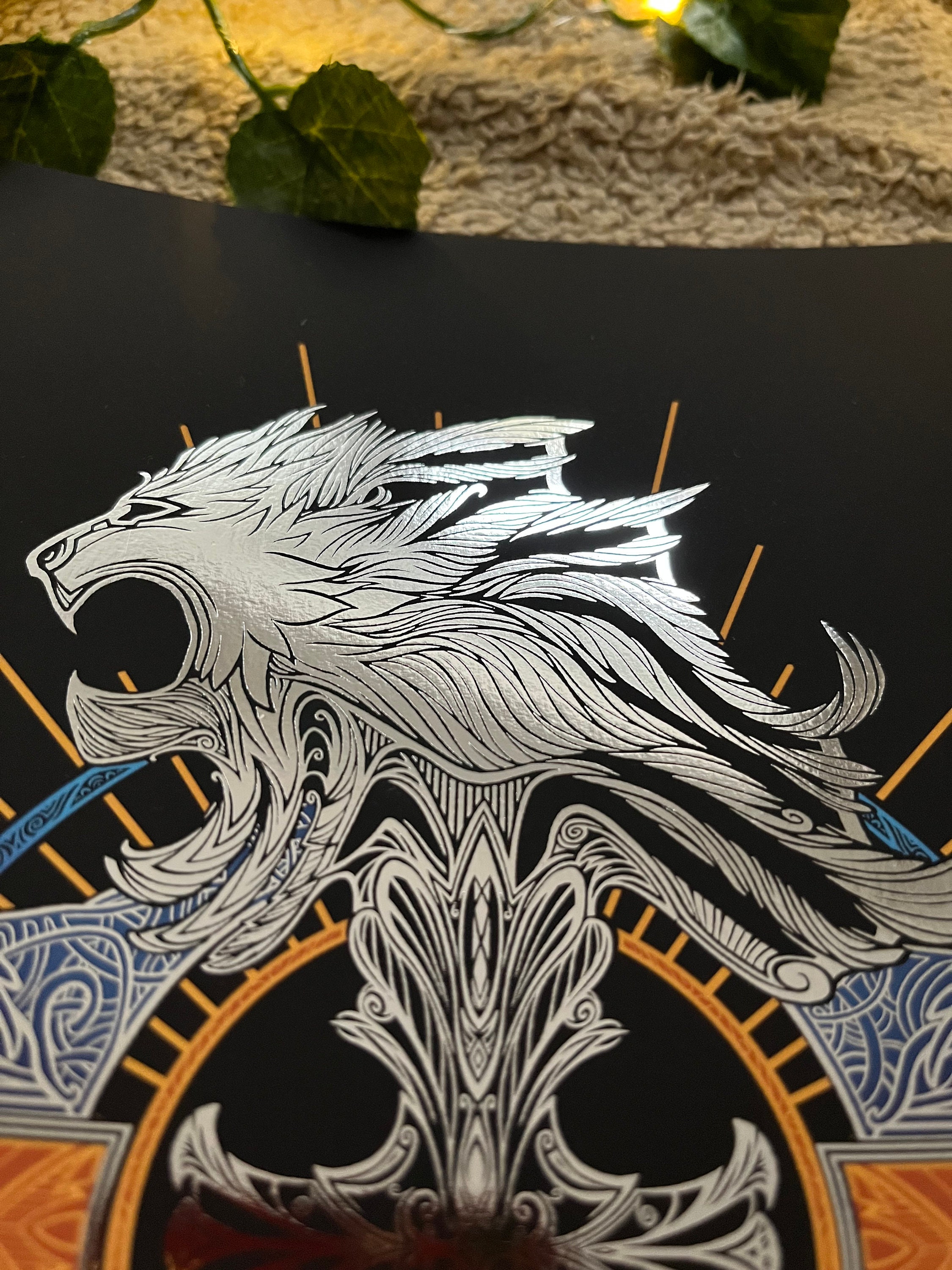Garden's Lion | A4 Silver Foil Print - Etsy