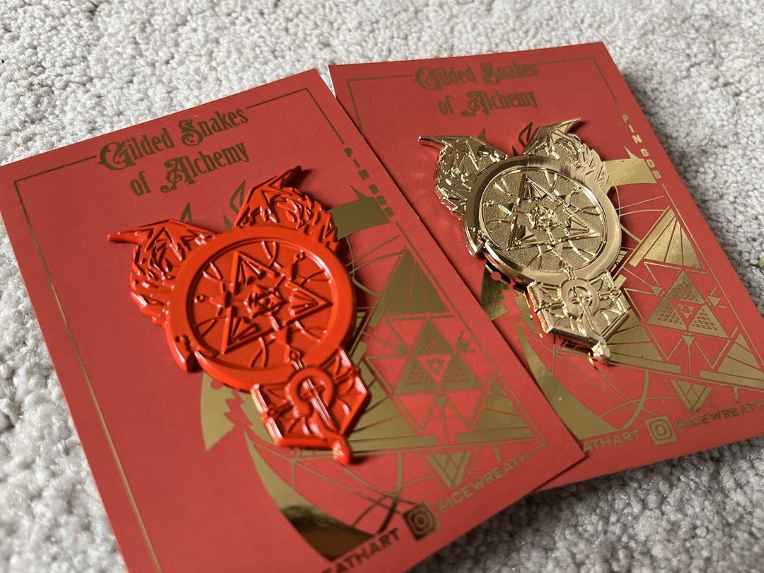 Gilded Snakes of Alchemy | 60mm Enamel Pin - Etsy