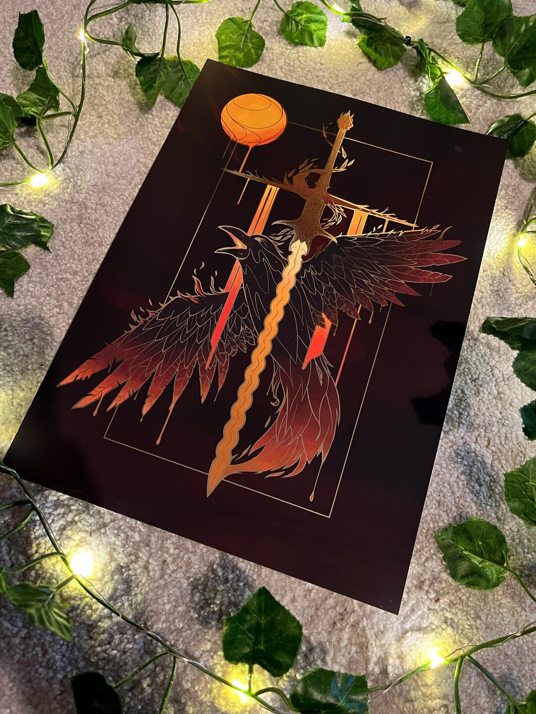 Fire | Primordial Elements Series | A4 & A3 Gold Foil Print - Etsy
