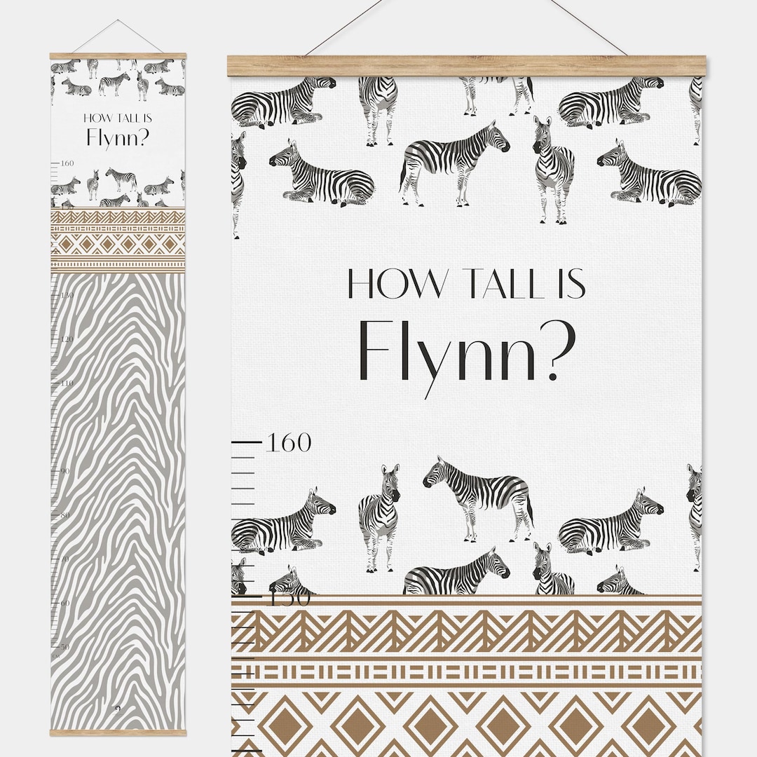 Personalised Children's Growth Height Chart, Safari Nursery Decor ...