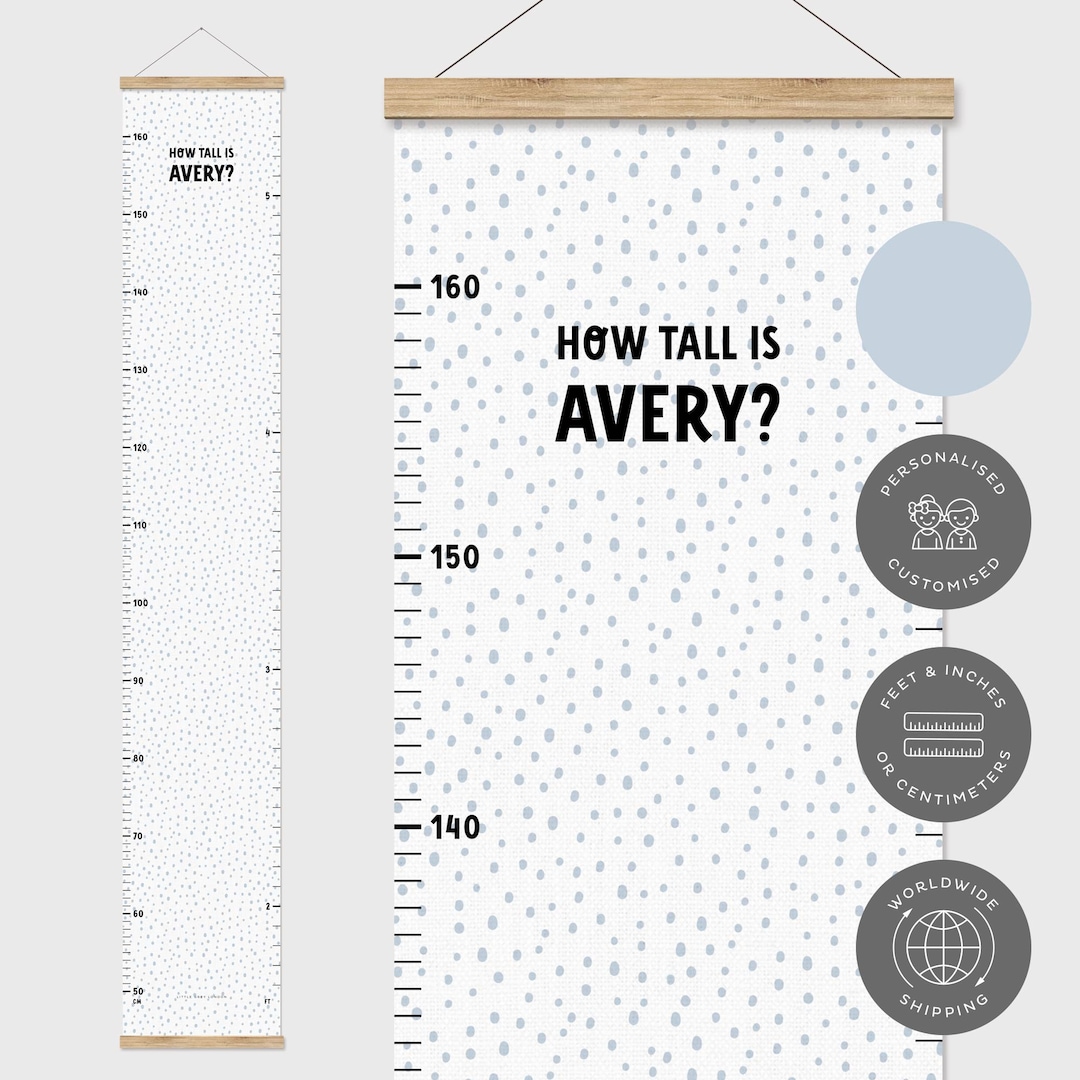 Personalised Canvas Height Chart, Kids Growth Chart, Dotty Nursery ...