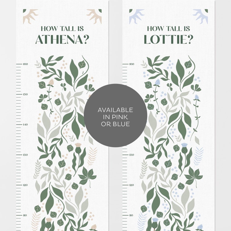 Personalised Botanical Kids Height Chart Flower Growth Chart Nursery ...