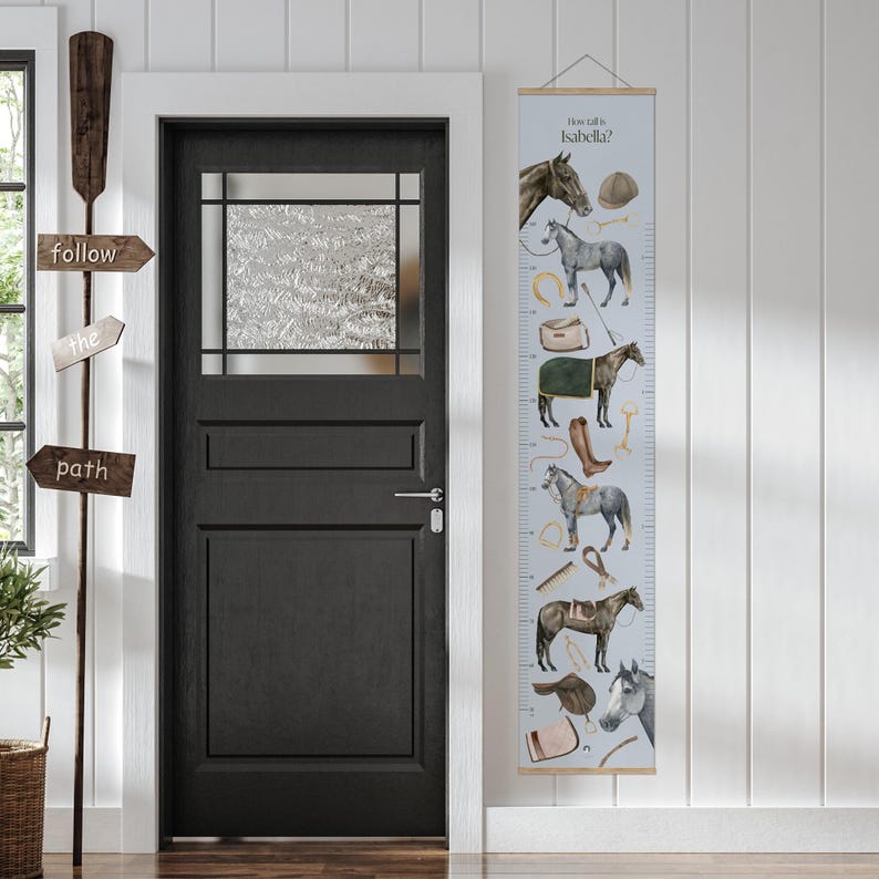 Personalised Children's Height Chart, Equestrian Kids Decor, Horse ...
