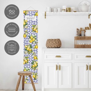 Personalised, Italian Lemons Height Chart Botanical Wall Art Growth ...
