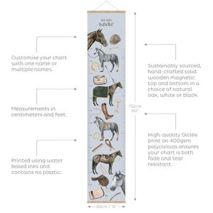 Personalised Children's Height Chart, Equestrian Kids Decor, Horse ...