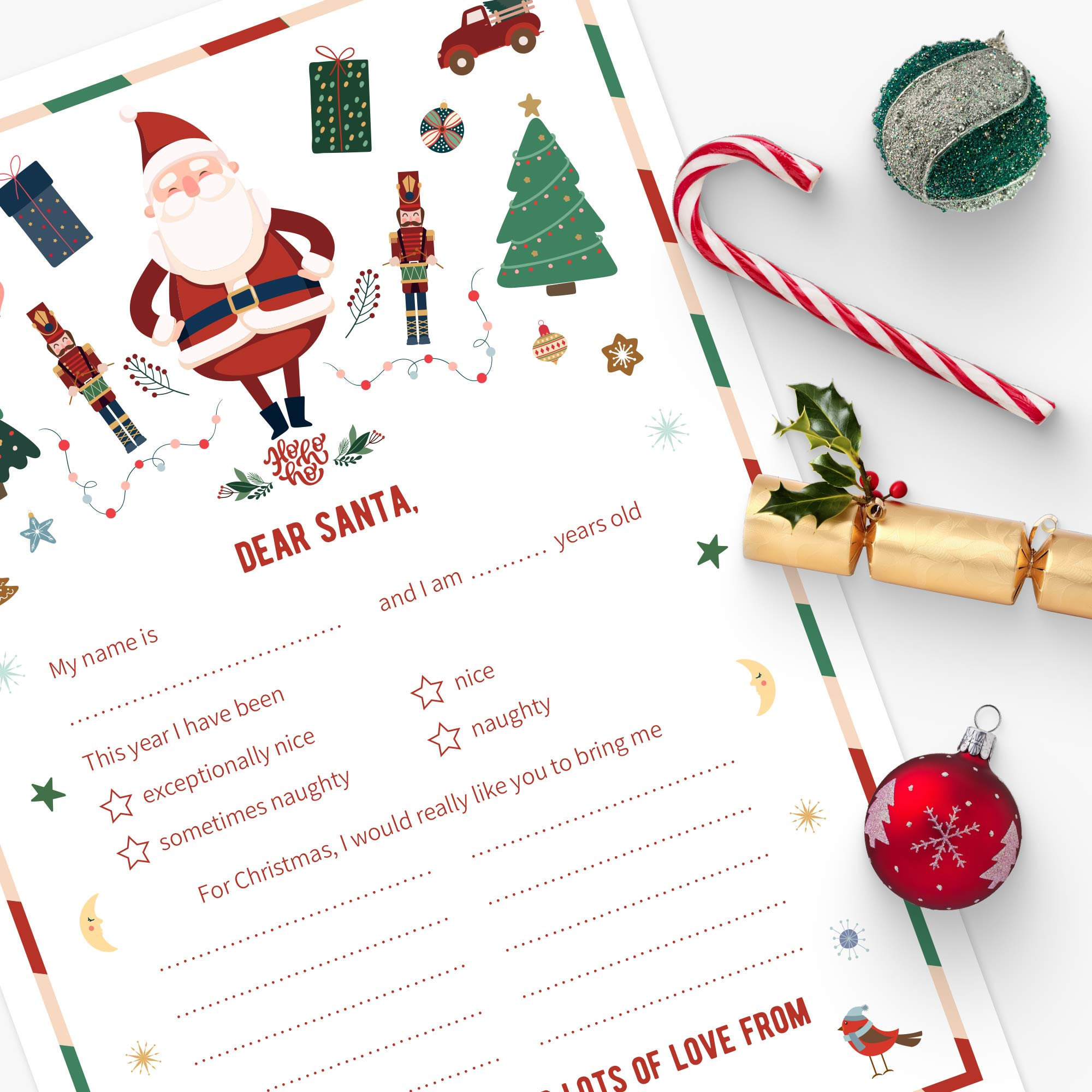 Printable Dear Santa Letter for Kids Digital Download Christmas Letter ...