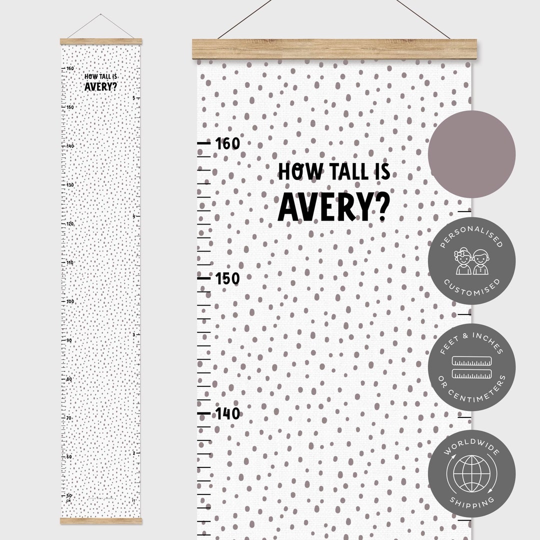Personalised Children's Height Chart, Kids Growth Chart, Polka Dot ...