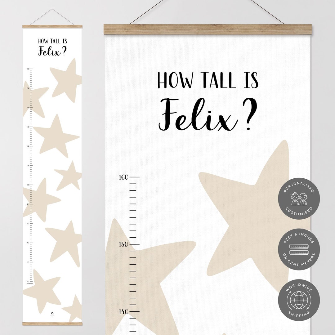 Personalised Kids Height Chart Scandi Star Decor Growth Chart - Etsy
