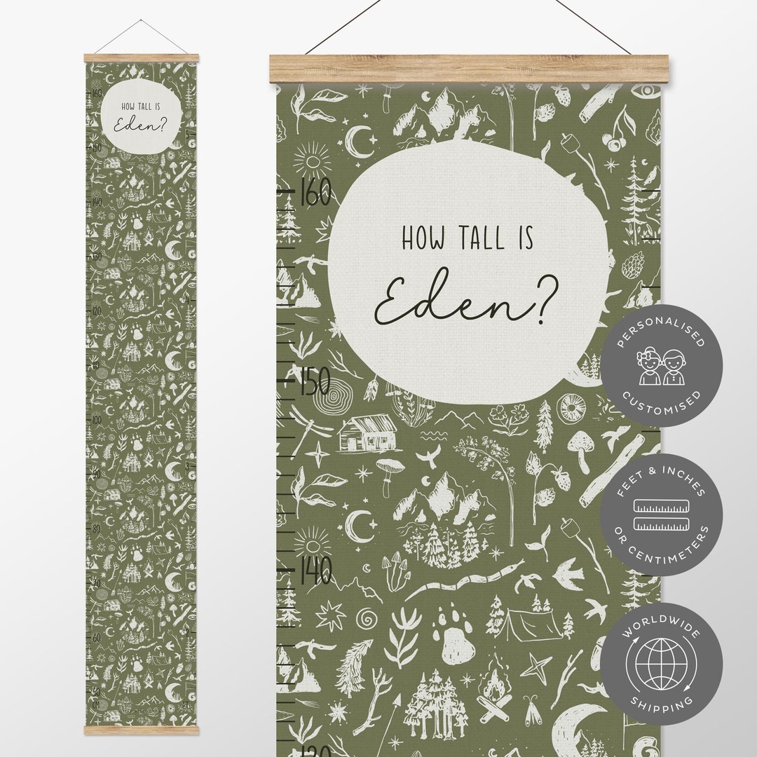 Personalised Woodland Kids Height Chart, Canvas Growth Chart, Woodland ...