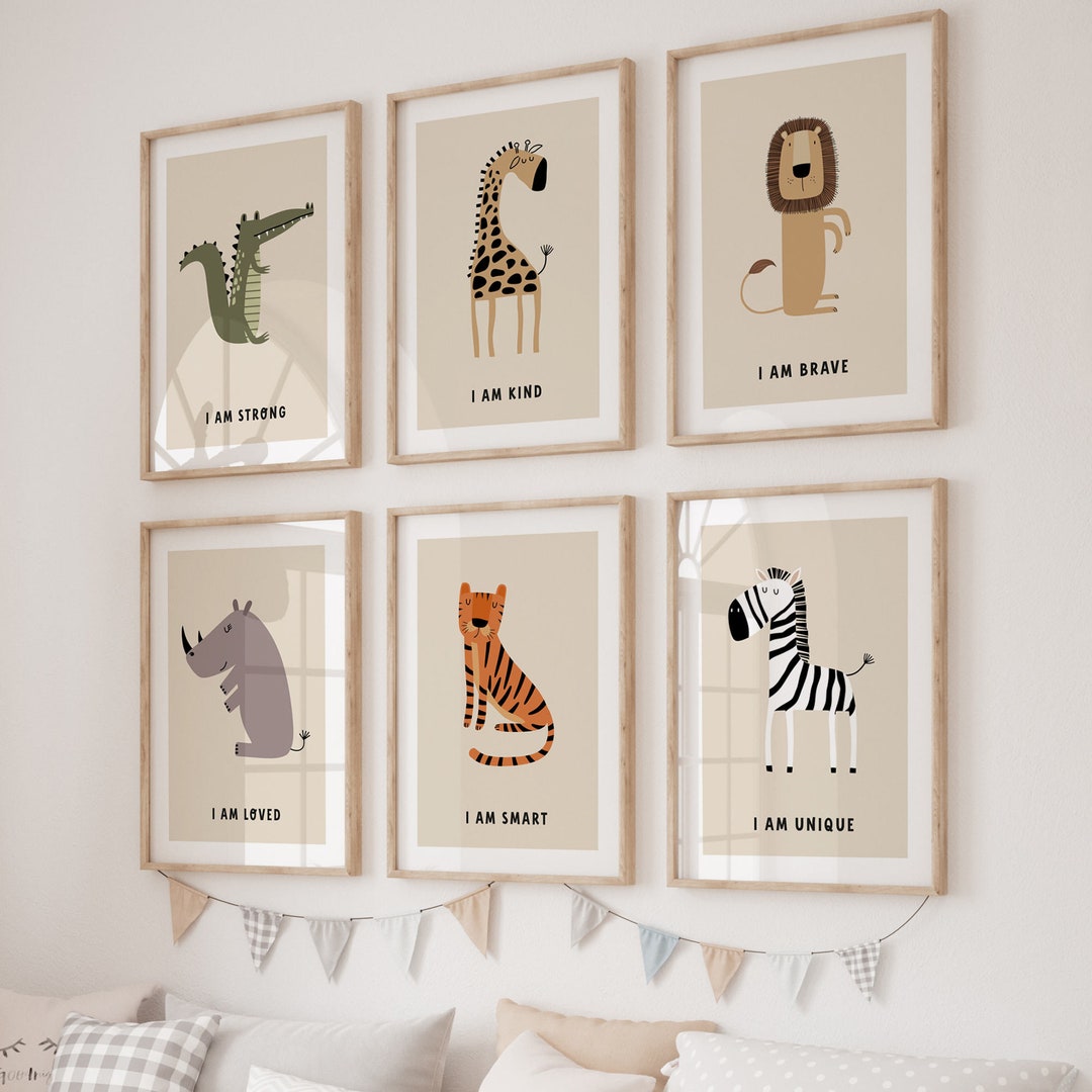 Kids Affirmation Safari Animals Print Kids Wall Art Safari Jungle ...