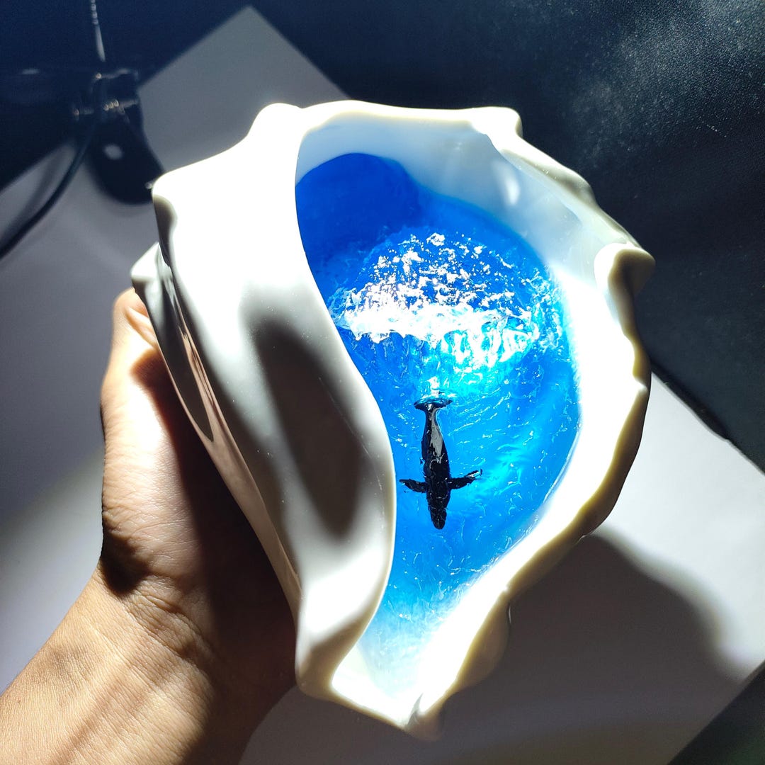 Marine Resin Miniature of a Whale in A Conch Shell, Ocean Miniatures ...