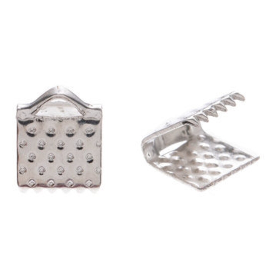 Ribbon Clamp Pack of 100 Iron Ribbon Ends, Lead Free, Silver Size 7mm ...