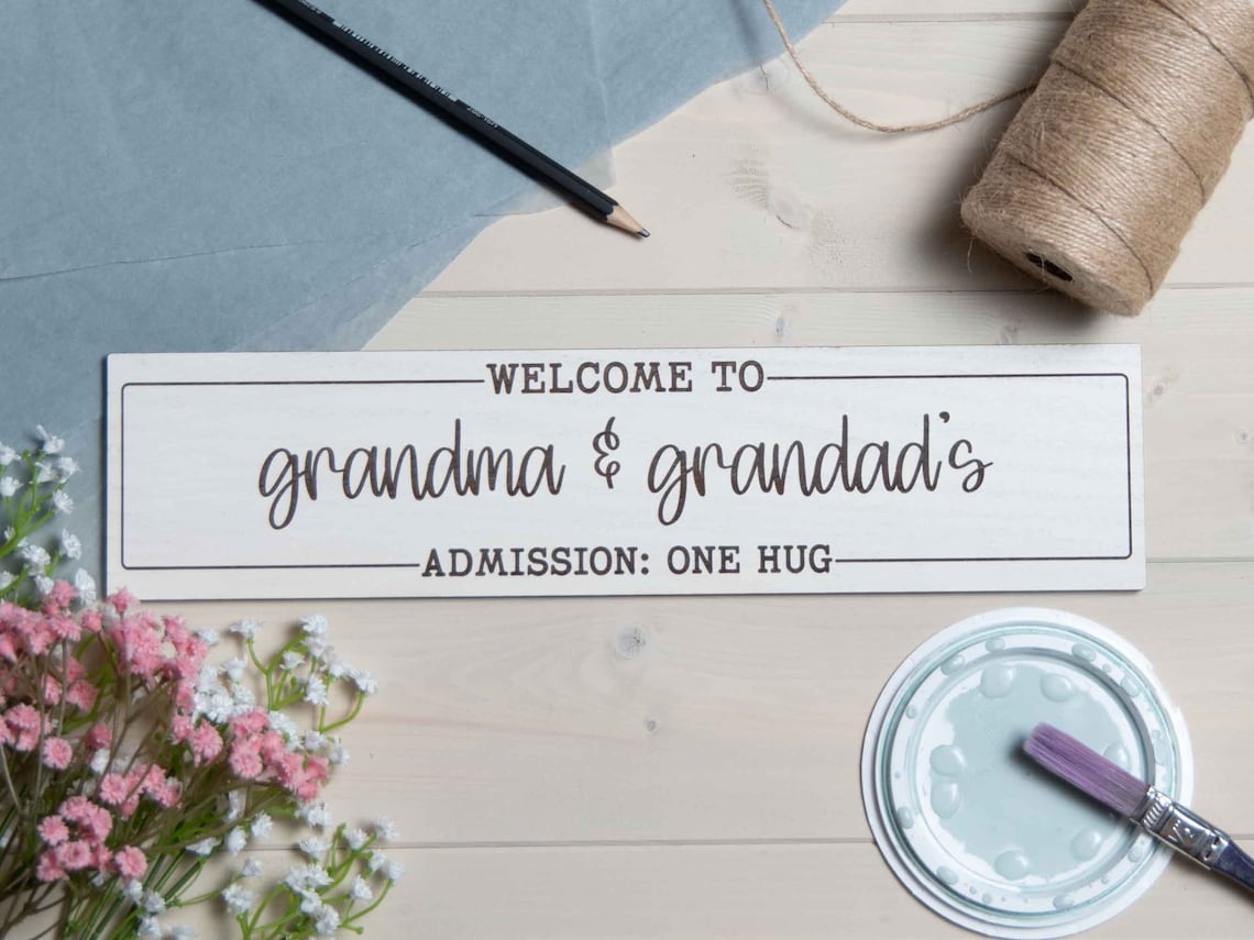 Personalised Welcome to Grandparents Wooden Sign Mother's | Etsy