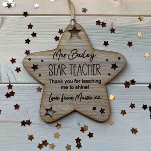 Personalised Thank You Teacher Gift, End of Term Star Teacher Sign ...