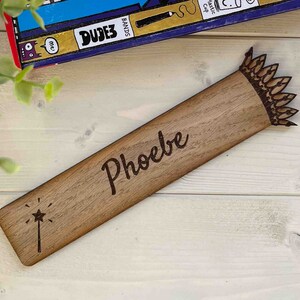 Children’s Personalised Princess Crown Bookmark, Girls Boys Wooden ...