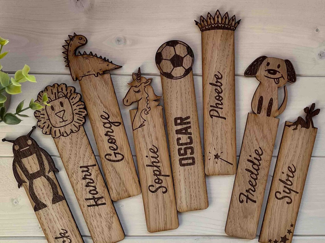 Children’s Personalised Princess Crown Bookmark, Girls Boys Wooden ...