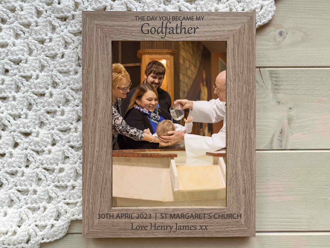 Godfather Photo Frame Gift, Personalised Godfather Christening Picture ...